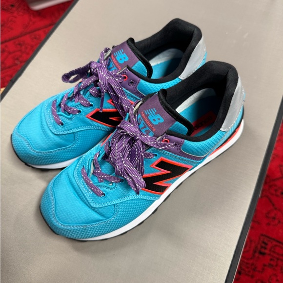 New Balance | Shoes | New Balance Turquoise Sneakers With Purple Laces ...